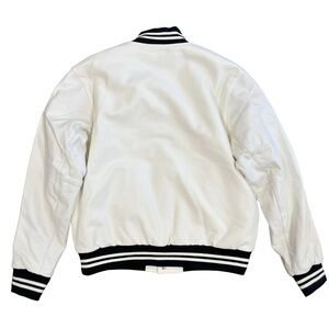 Nike | Jackets & Coats | Nike Sportswear Wool Leather Cream Bomber ...